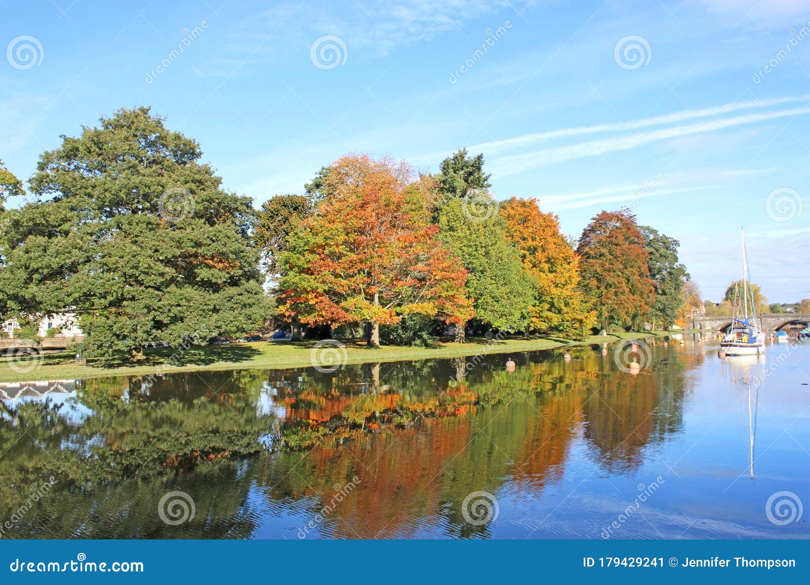 Reflections in the River Dart at Totnes Stock Image - Image of tree ...