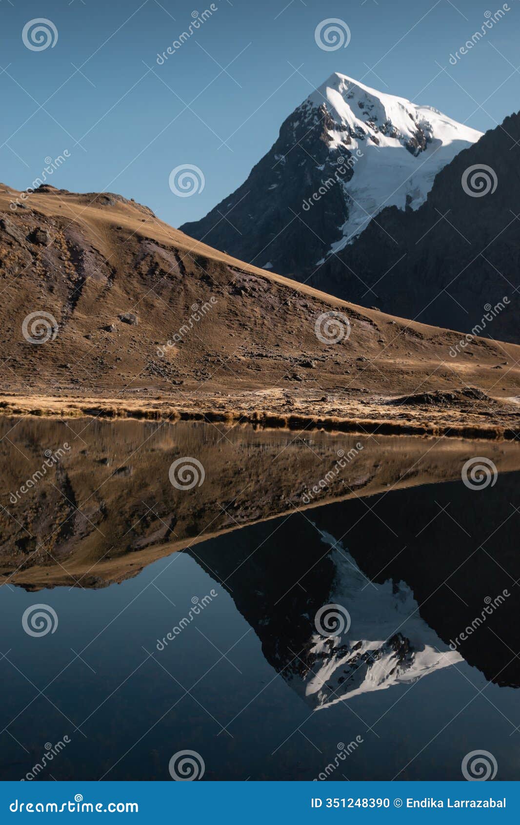 Reflections of Snow-Capped Mountain in a Lake Stock Photo - Image of ...