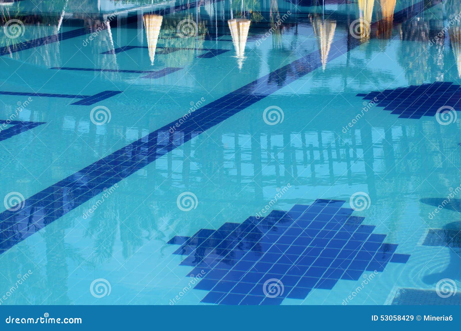 Reflections in a Swimming Pool Stock Image - Image of shade, palms ...