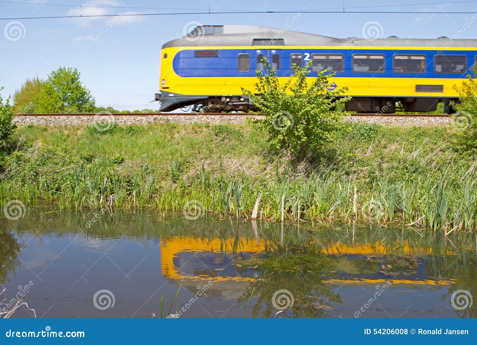 Reflections of Train in the Water in Hoogeveen, Netherlands Editorial ...