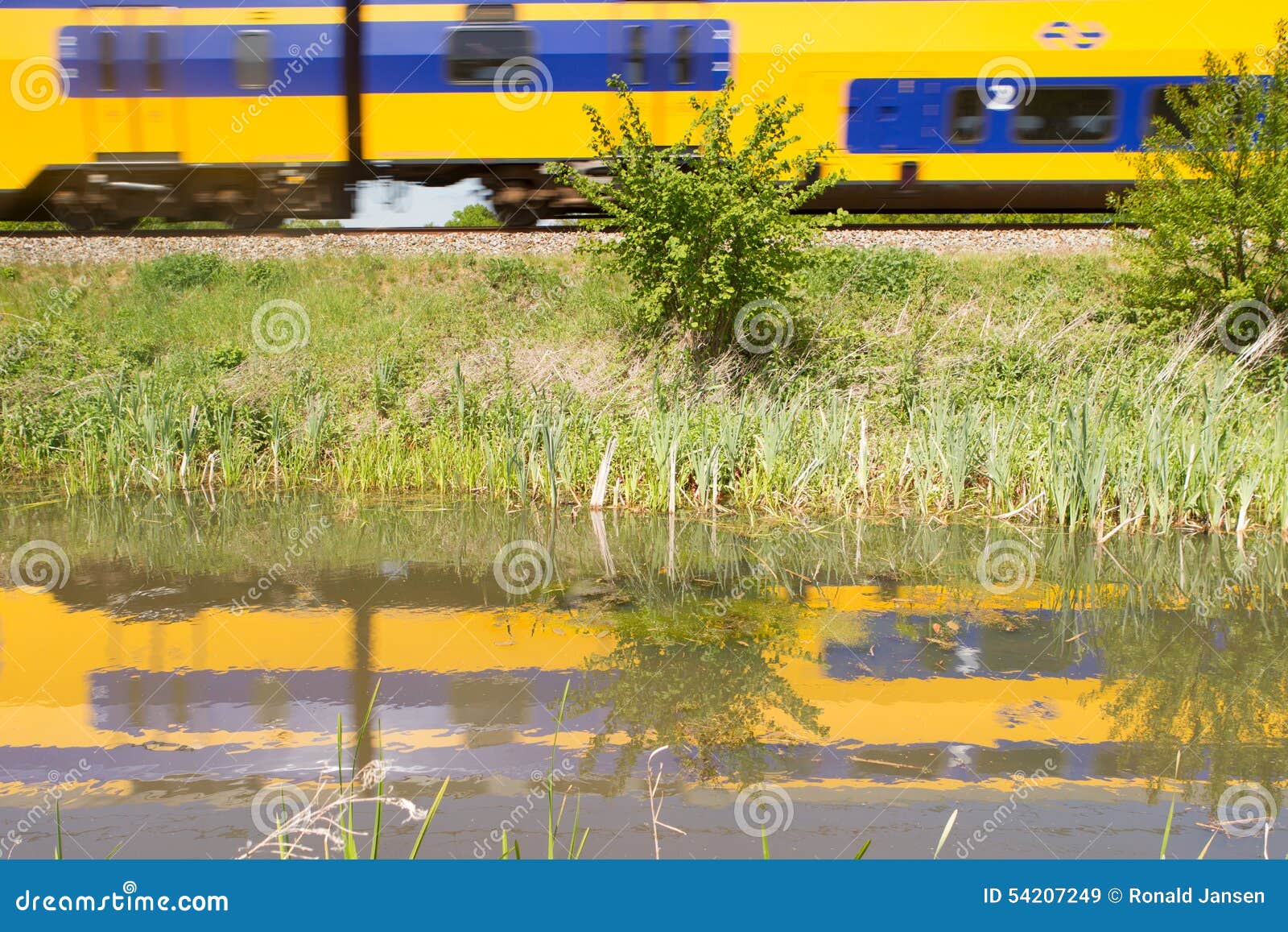 Reflections of Train in the Water in Hoogeveen, Netherlands Editorial ...