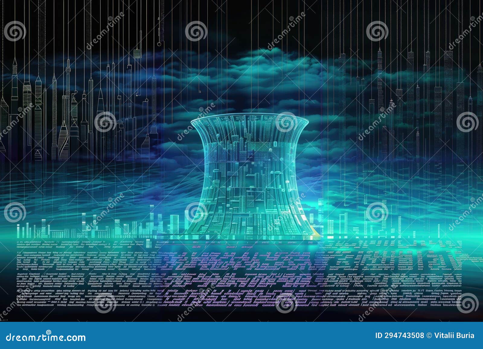 Digital Illustration: a Striking Portrayal of a Nuclear Power Plant ...