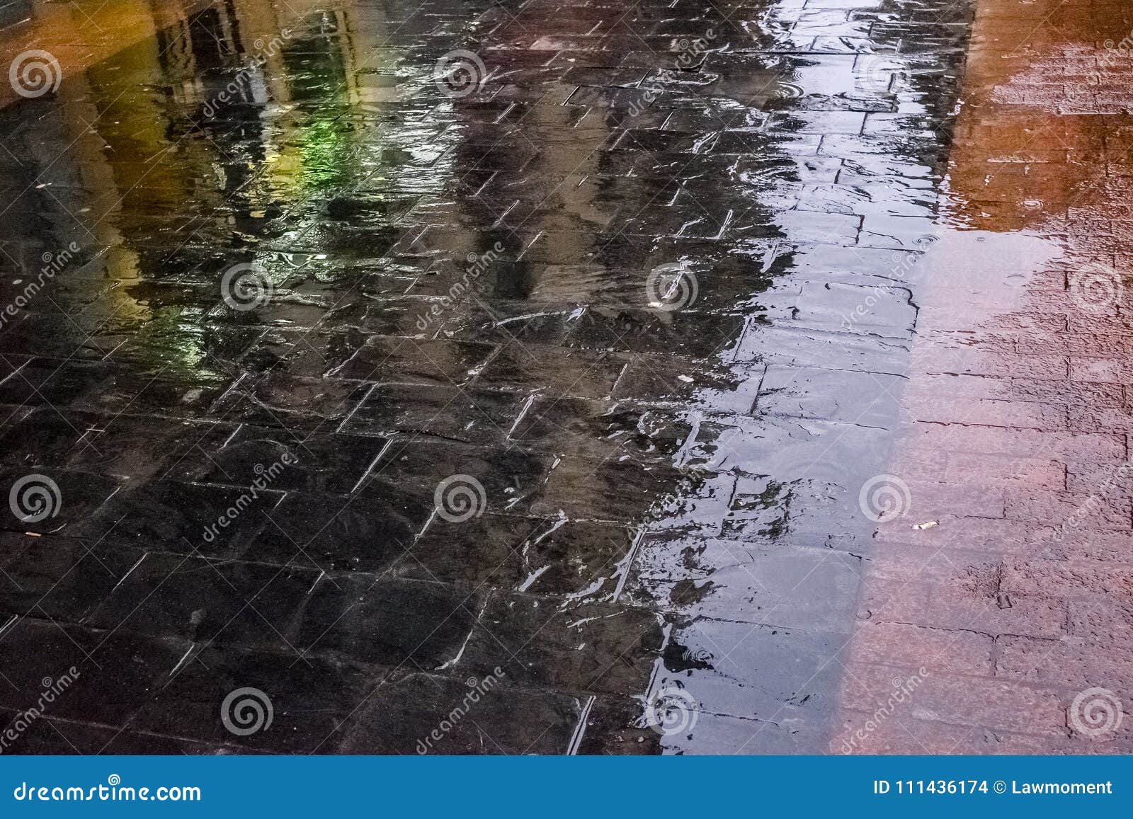 Reflections on a Wet Pavement in Madrid Stock Photo - Image of bright ...