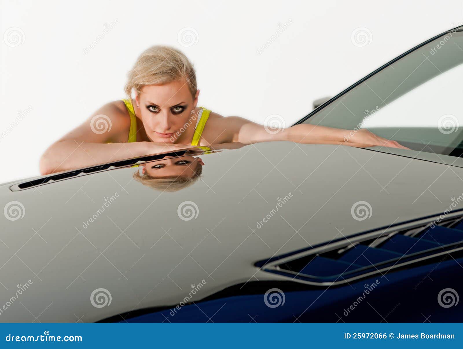Reflections of a Woman in Shiny New Car Stock Photo - Image of ...