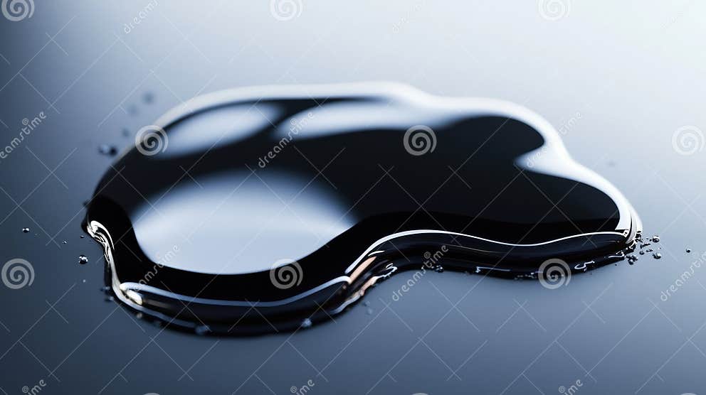 Shiny Black Oil Puddle Reflecting Light on a Smooth Surface during ...