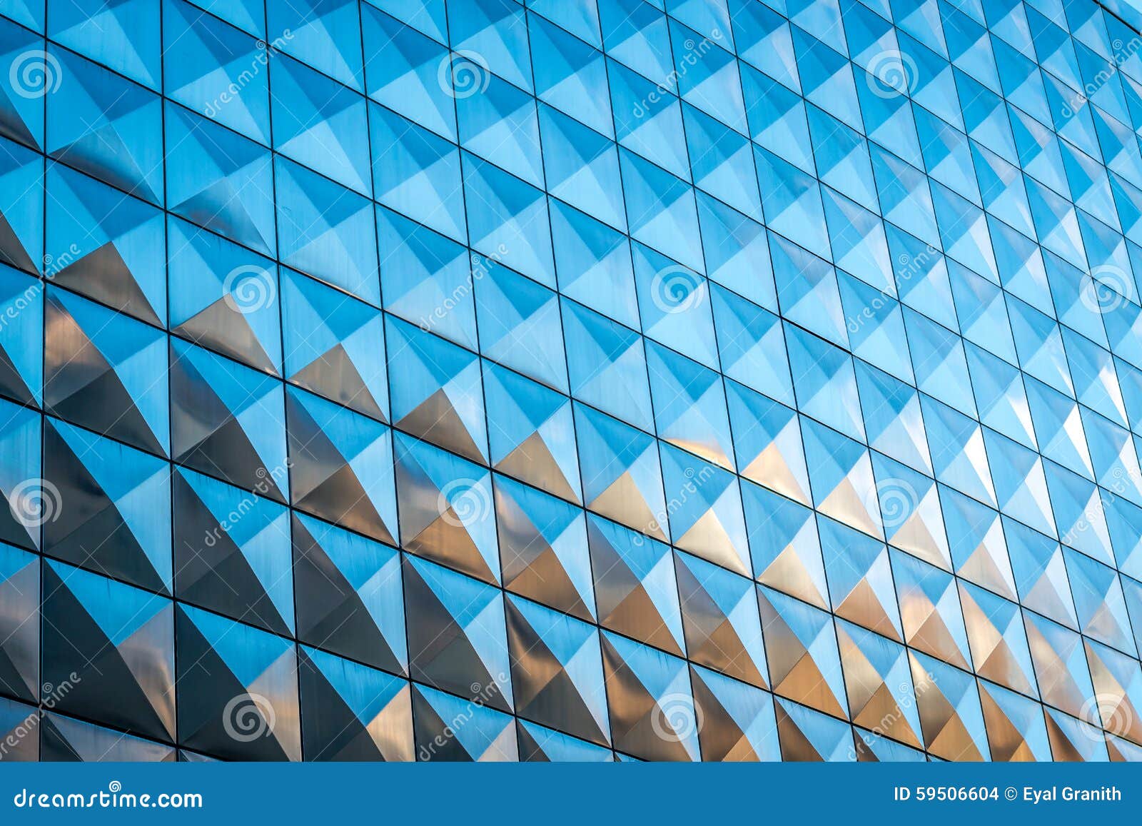 Reflective Building with Squares Pattern Stock Photo - Image of glass ...