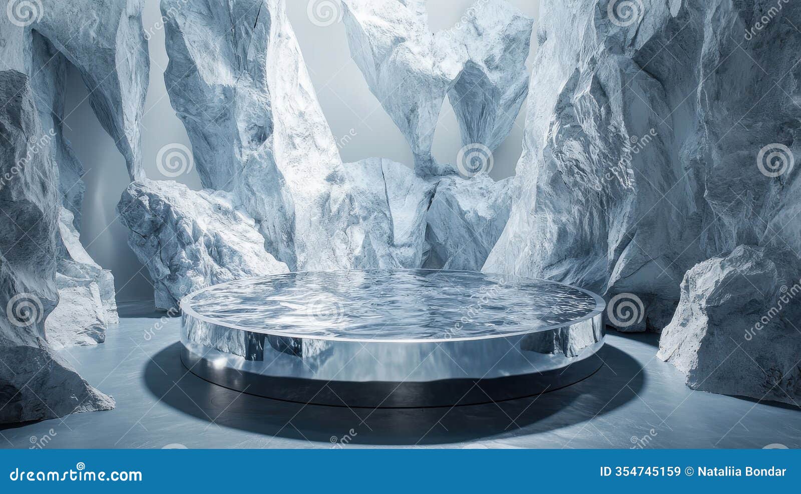 Reflective Circular Installation in a Modern Ice Cavern Setting Stock ...
