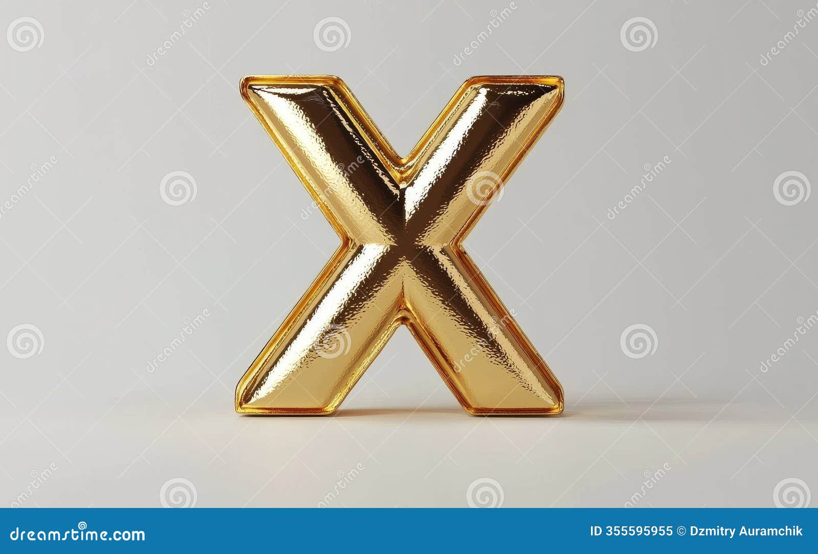 A Reflective, 3D Golden X Positioned on a White Background ...