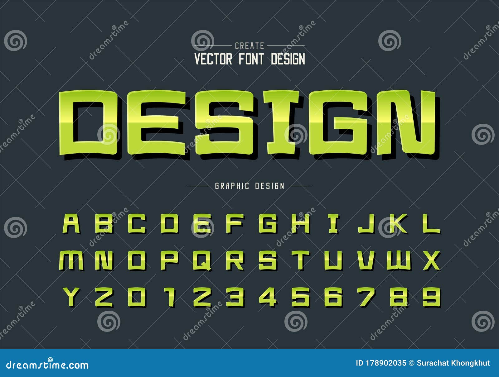Reflective Font and Cartoon Alphabet Vector, Gradient Style Square ...