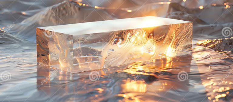 Reflective Glass Block on a Wavy Surface Stock Image - Image of glass ...
