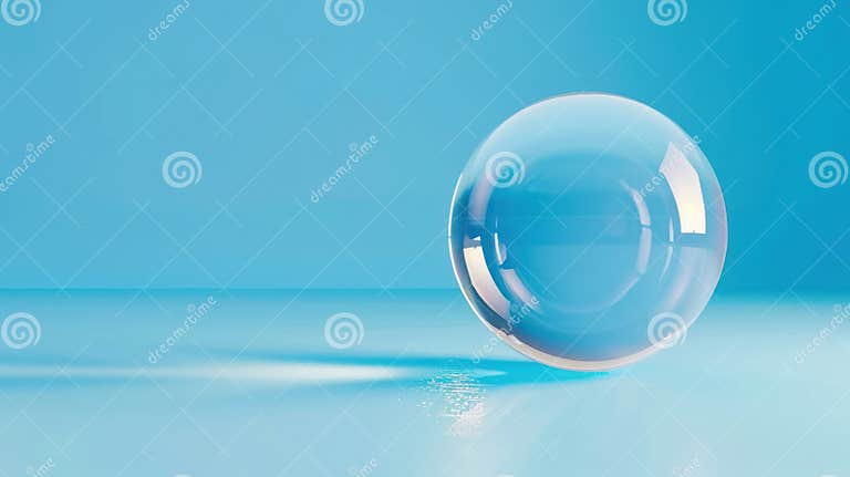 Reflective Glass Sphere on Soft Blue Surface with Highlights Stock ...