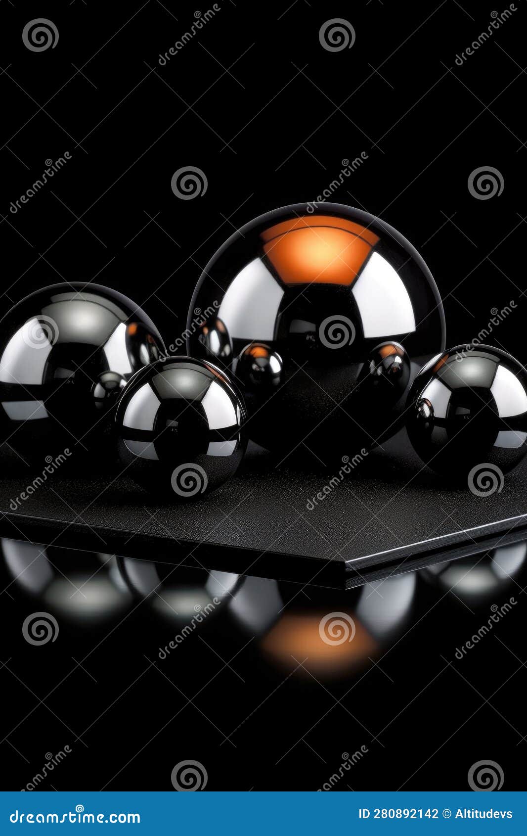 Reflective Glass Spheres on a Black Surface Stock Photo - Image of ...