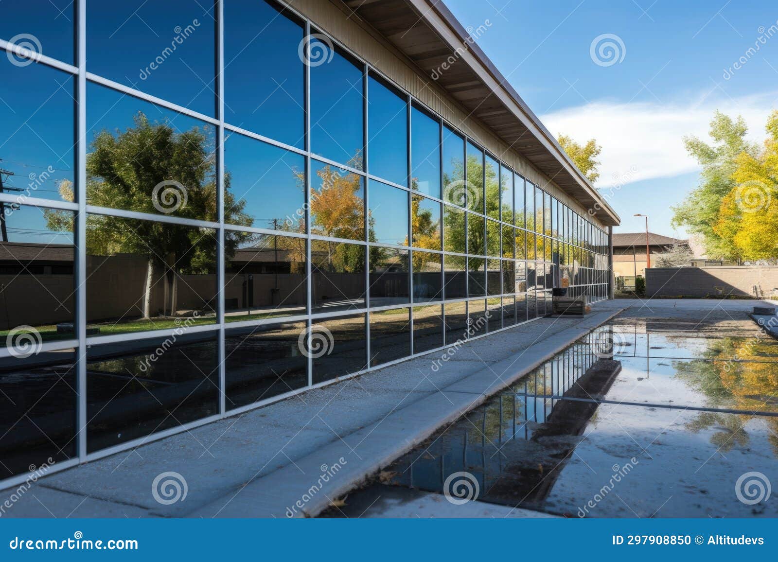 Reflective Glass Windows on a Concrete Commercial Building Stock Photo ...