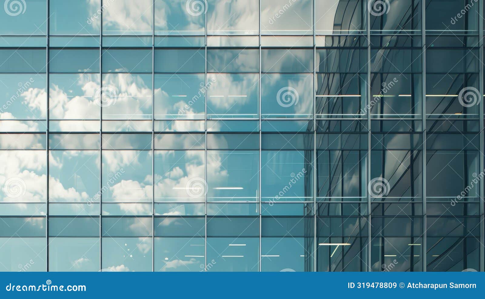 A Reflective Glass Windows of Office Building, a Building Glass Window ...