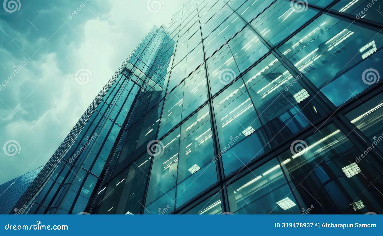 A Reflective Glass Windows of Office Building, a Building Glass Window ...
