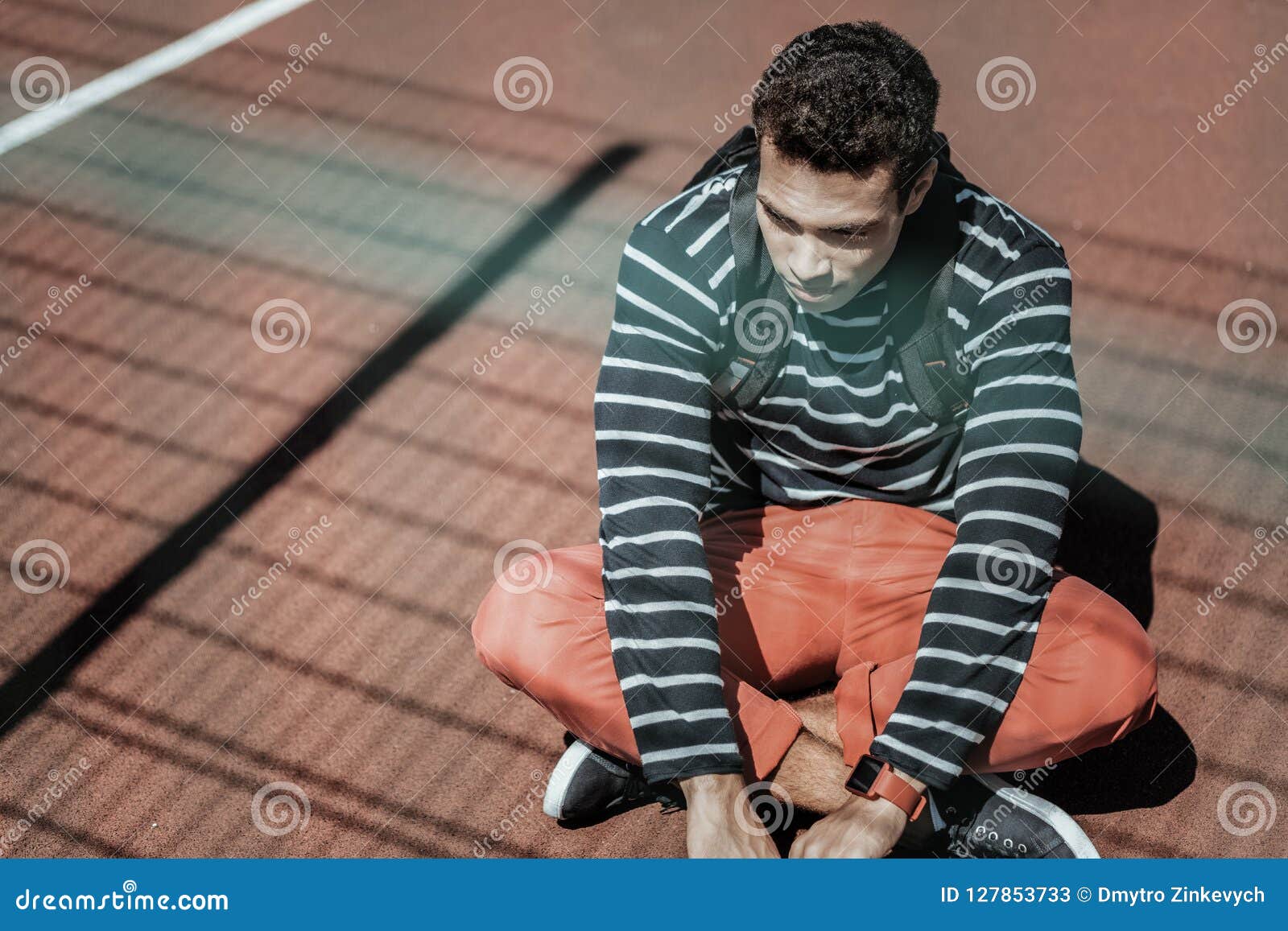 Reflective Handsome Guy Planning Weekends on Ground Stock Image - Image ...