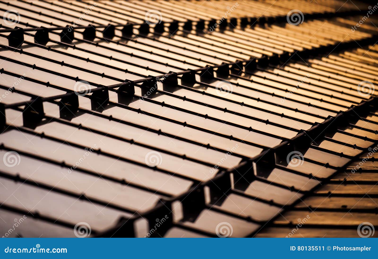 Reflective Metal Roof in Sunset Time Stock Image - Image of tilted ...