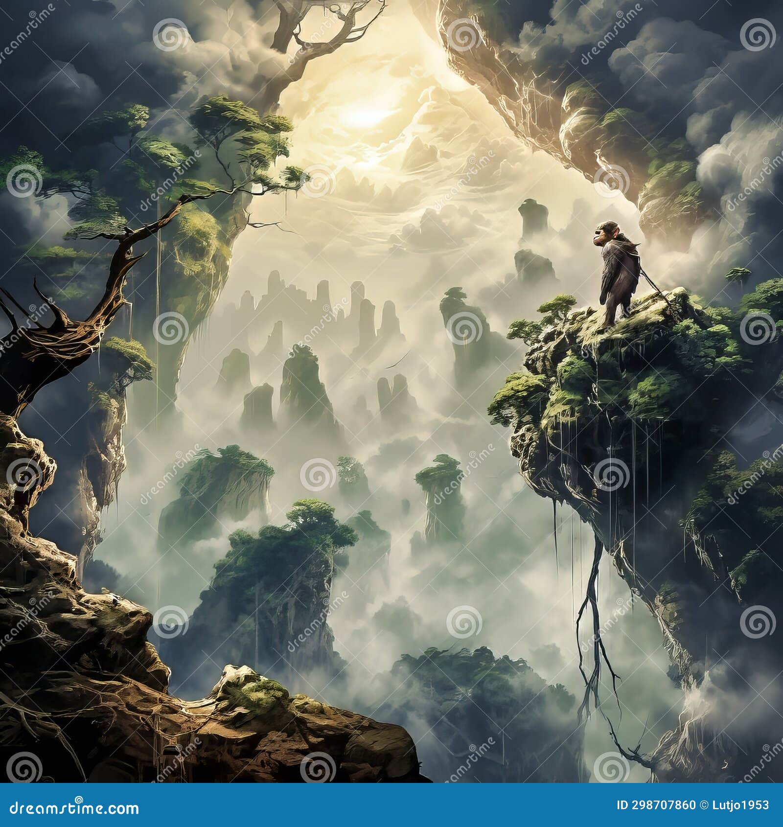 Reflective Monkey in the Wild. Generated Image. Stock Illustration ...