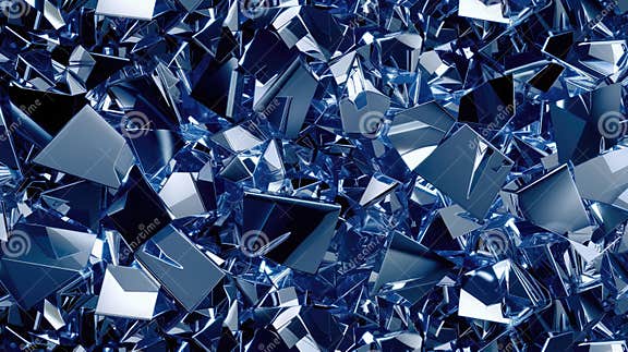Reflective Navy Blue and Silver Abstract Pattern, Shattered Glass ...