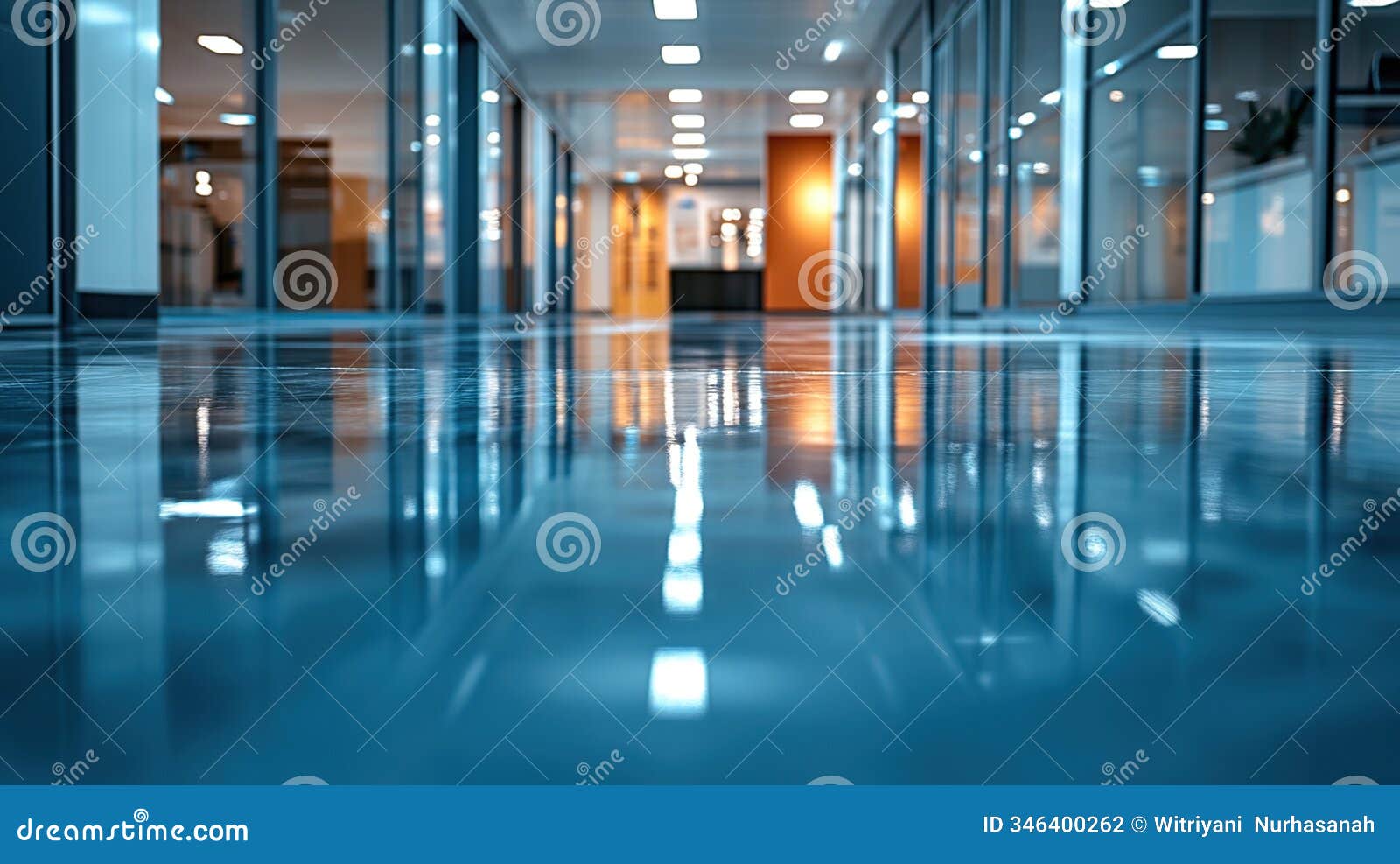 Reflective Office Hallway: a Modern Architectural Interior Stock ...