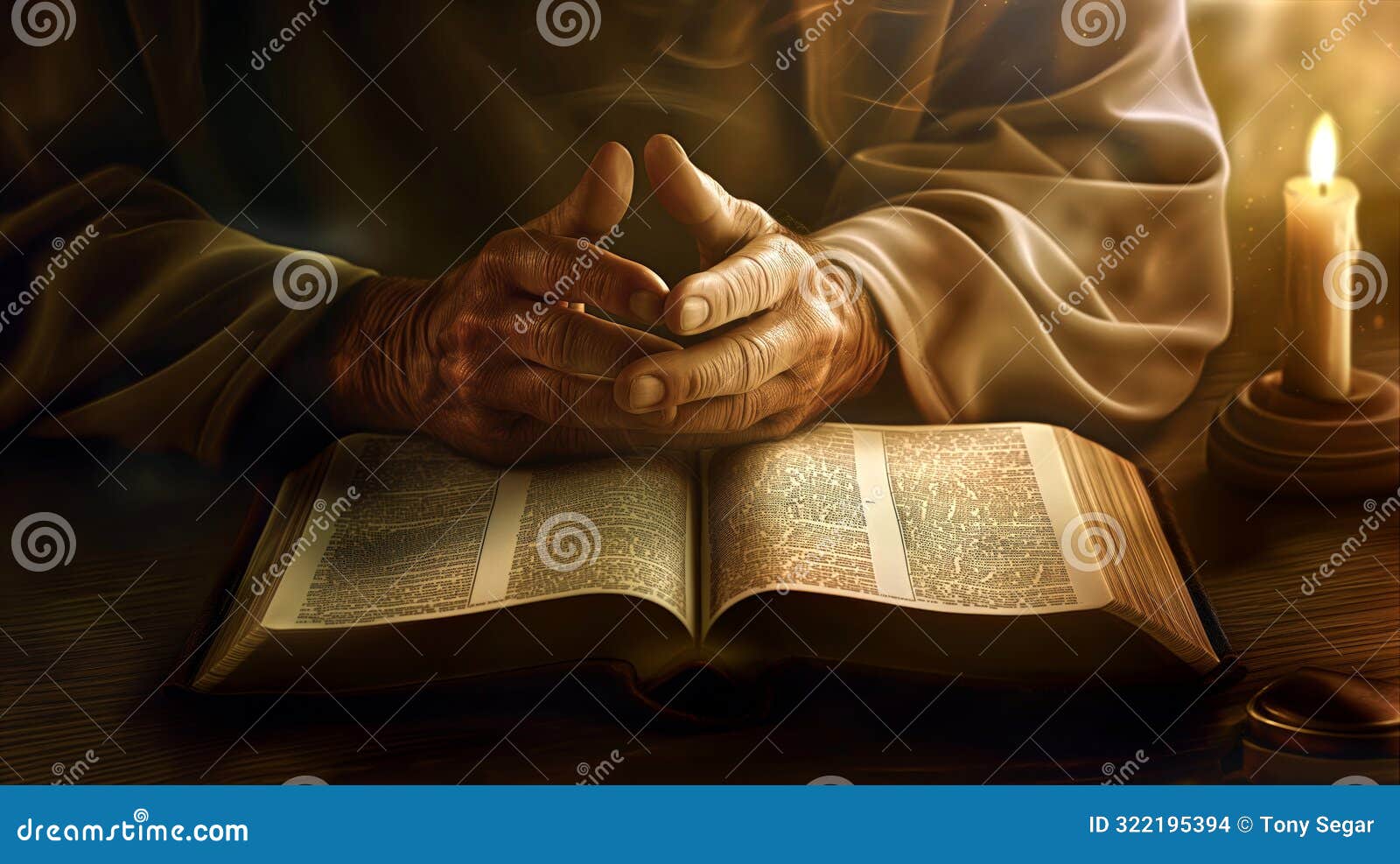 Reflective Prayer with Open Bible Stock Photo - Image of reading ...