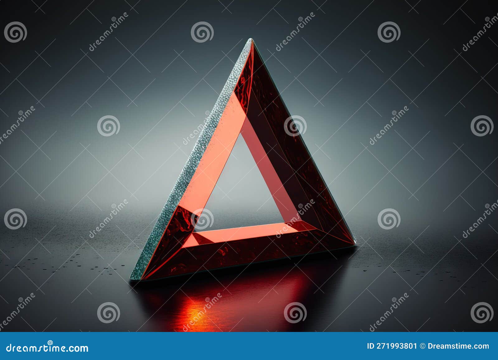 A Reflective Red Triangle To Signal a Collision Stock Illustration ...