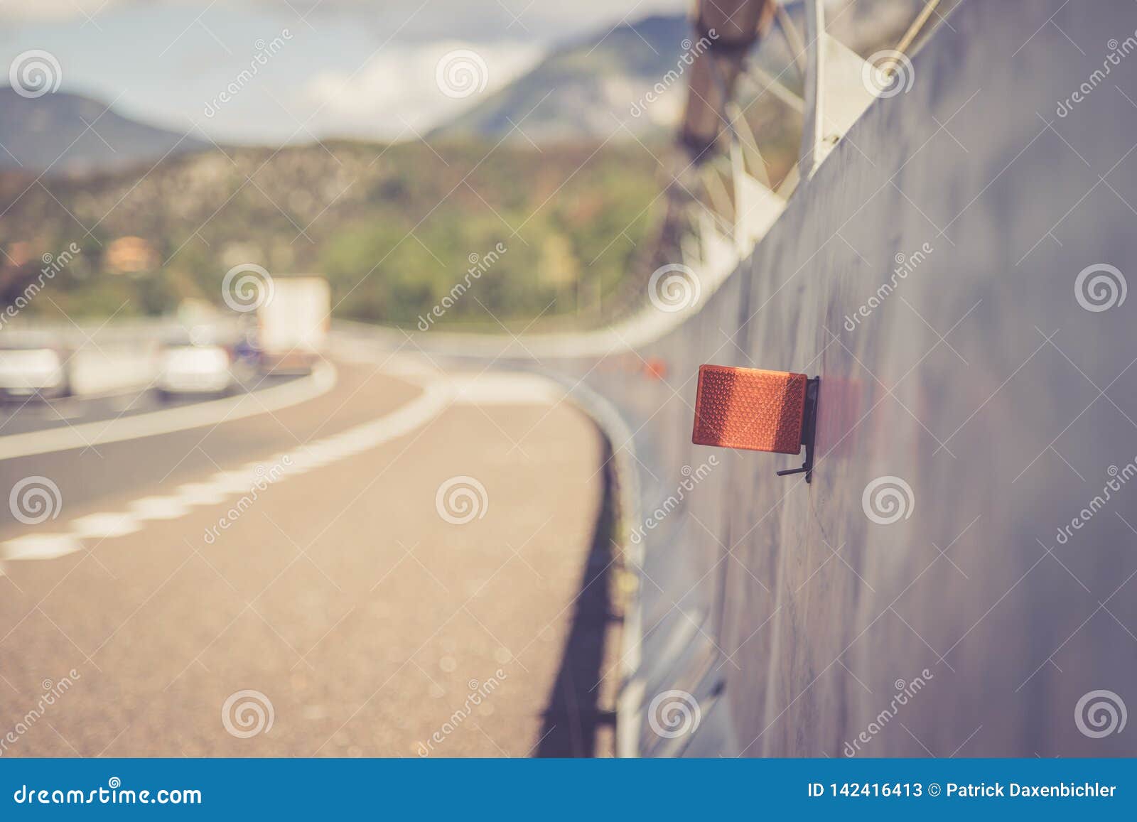 Reflective Sign on the Highway, Emergency Lane Stock Image - Image of ...