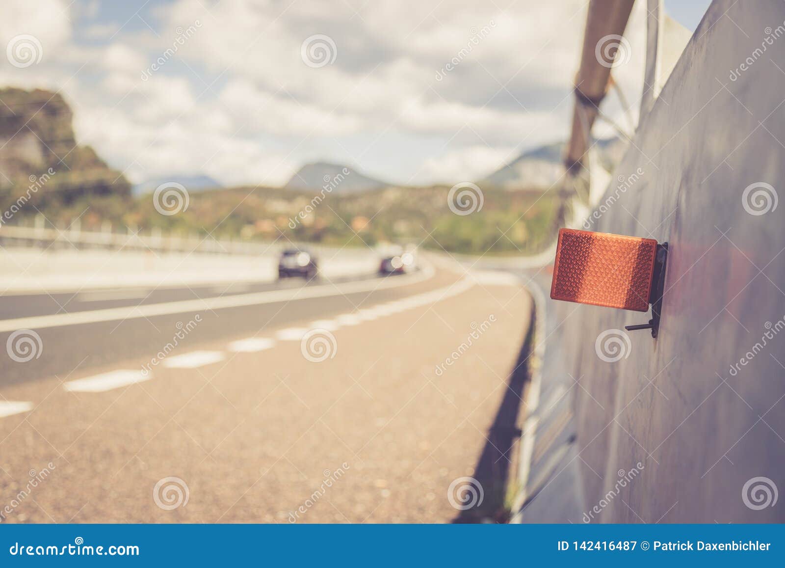 Reflective Sign on the Highway, Emergency Lane Stock Image - Image of ...