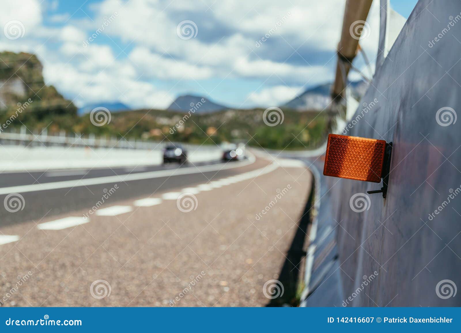 Reflective Sign on the Highway, Emergency Lane Stock Image - Image of ...
