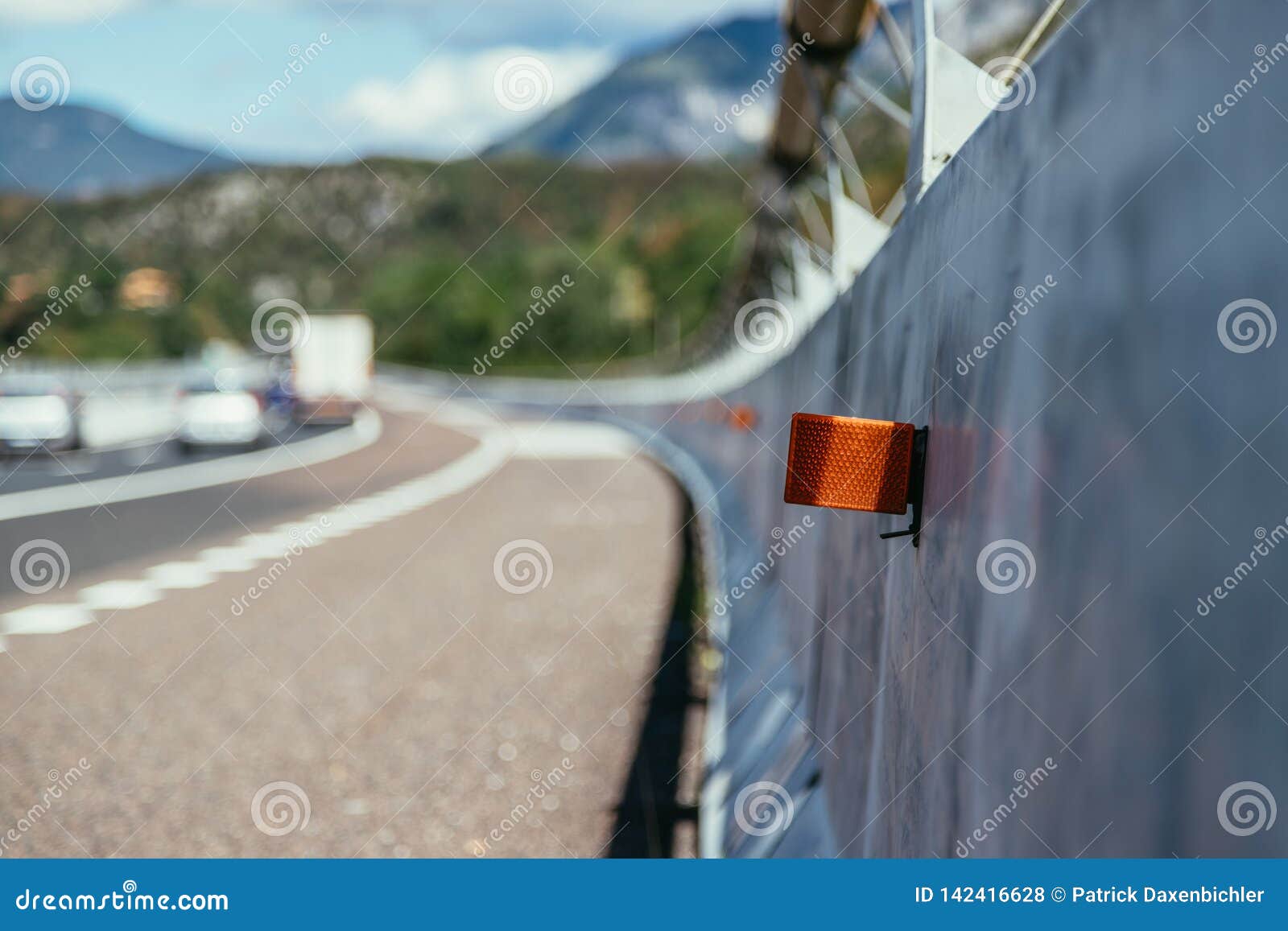 Reflective Sign on the Highway, Emergency Lane Stock Photo - Image of ...