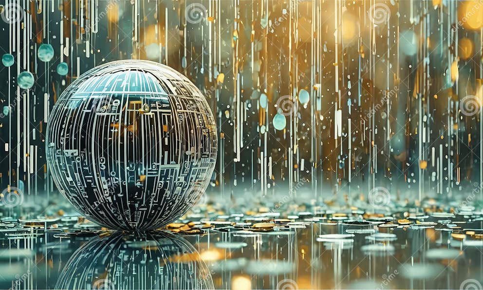 Reflective Silver Sphere Rests on Reflective Surface, Surrounded by ...