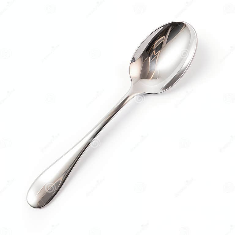 Reflective Silver Spoon Lying on a White Surface with a Minimalistic ...