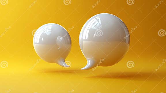 Reflective Speech Bubbles on Yellow Background Illuminating Creative ...