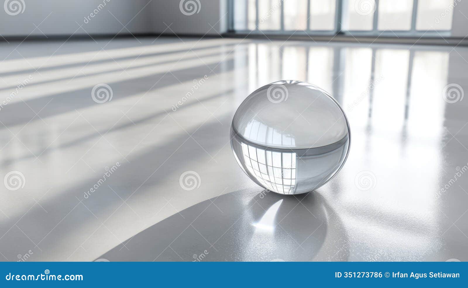Reflective Sphere in a Modern Room Reflecting Windows Stock ...