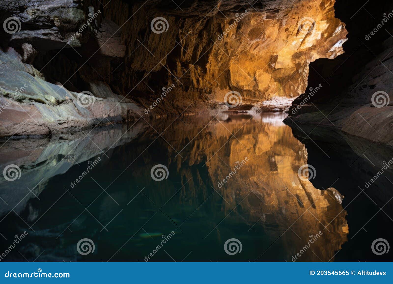 Reflective, Still Underground Cave Pool with Visible Depth Stock Image ...