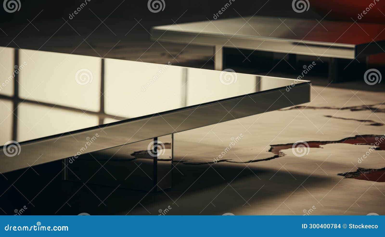 Reflective Surfaces: a Dramatic Coffee Table with Red Puddle Stock ...