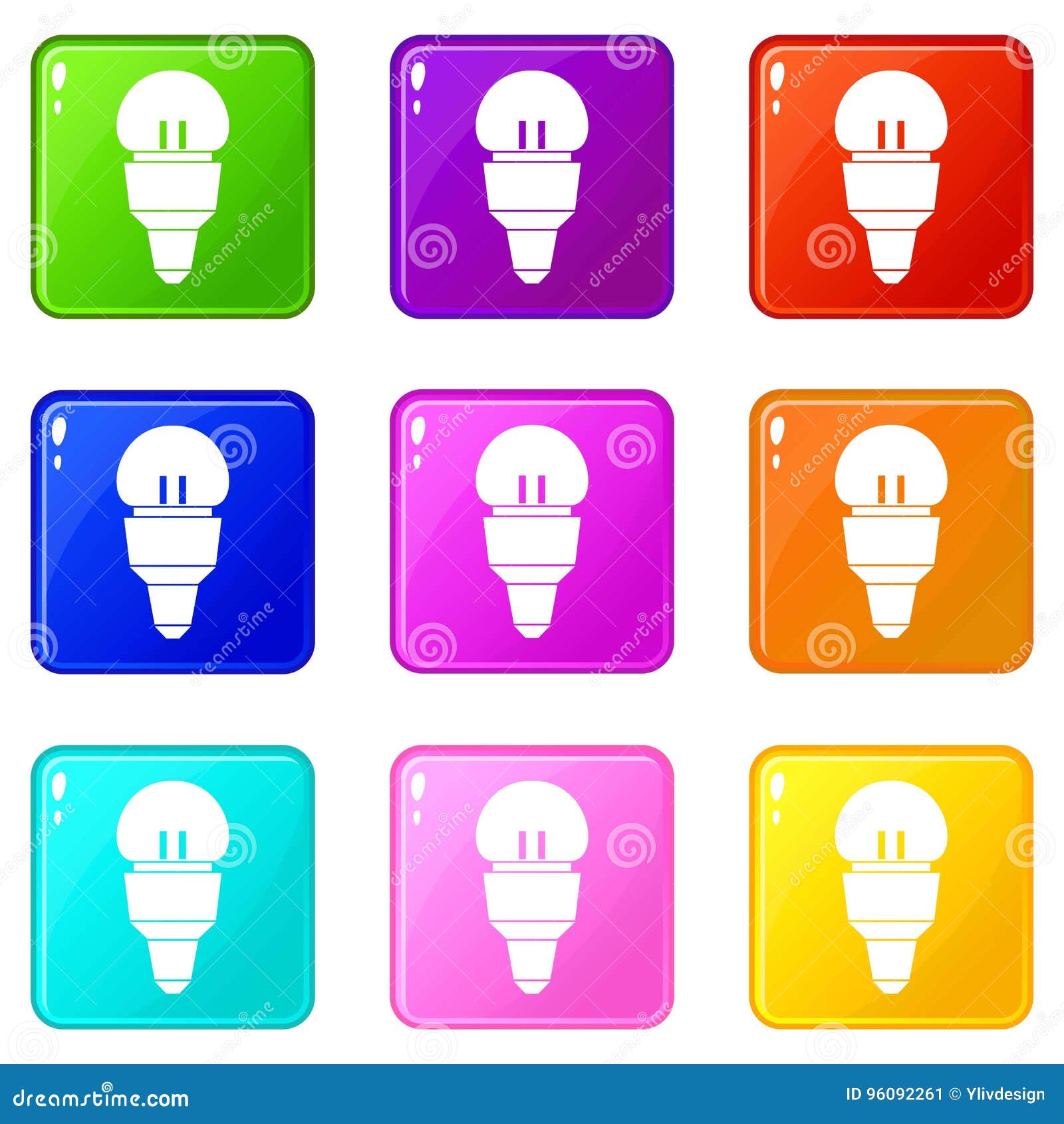 Reflector Bulb Icons 9 Set Stock Illustrations – 2 Reflector Bulb Icons ...