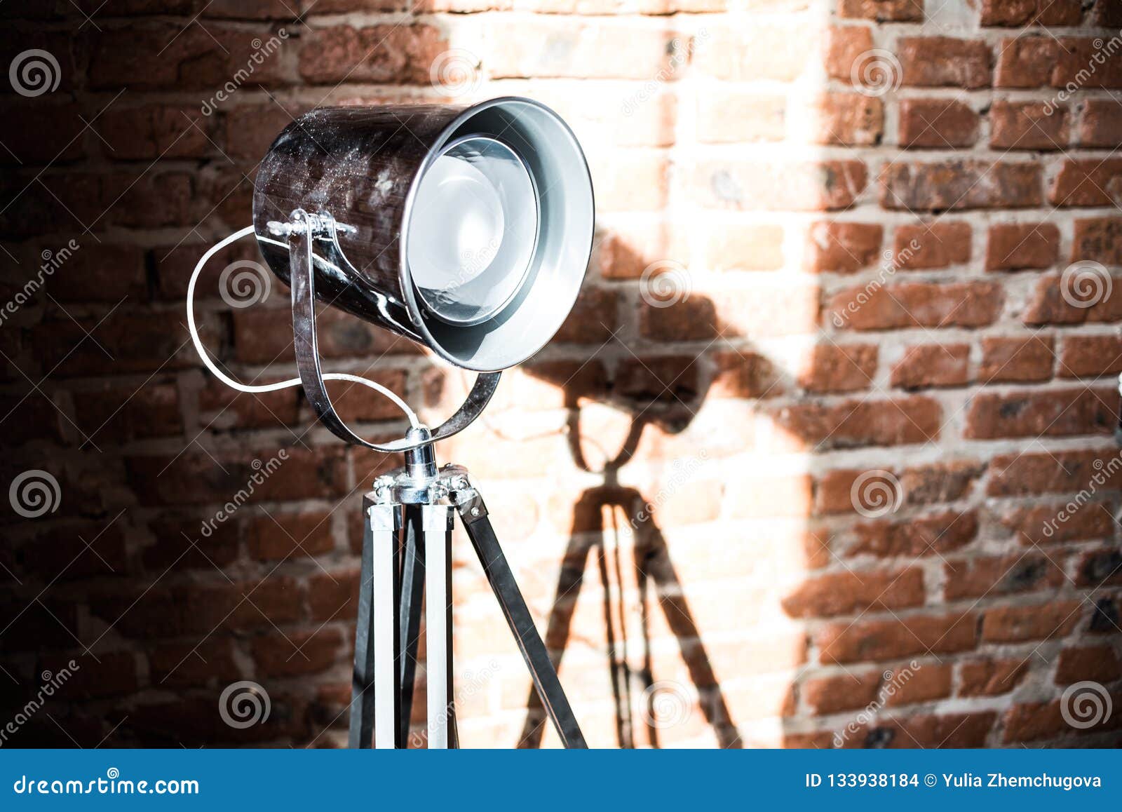 Reflector Lamp Light from the Window, Solar. Brick Wall Stock Photo ...