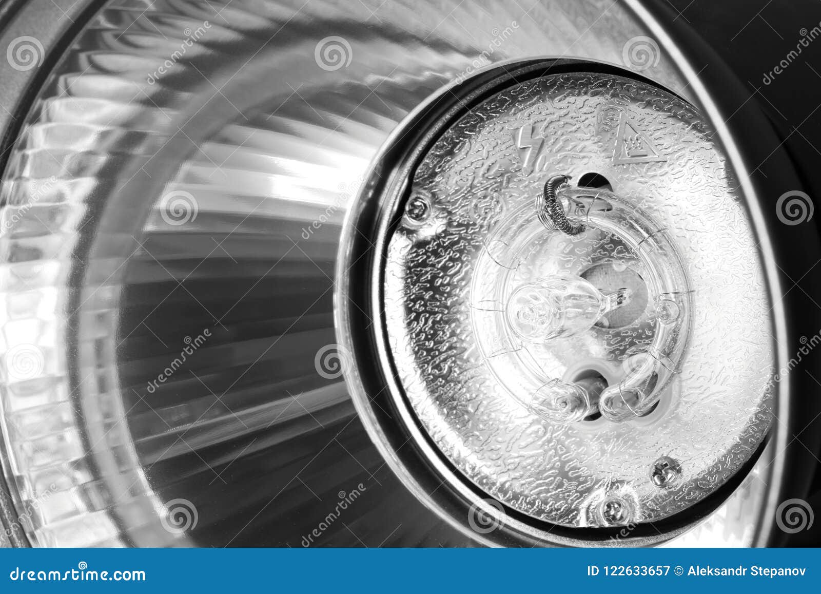Reflector, Pilot Light Bulb and Round Flash Bulb of an Studio Flash ...