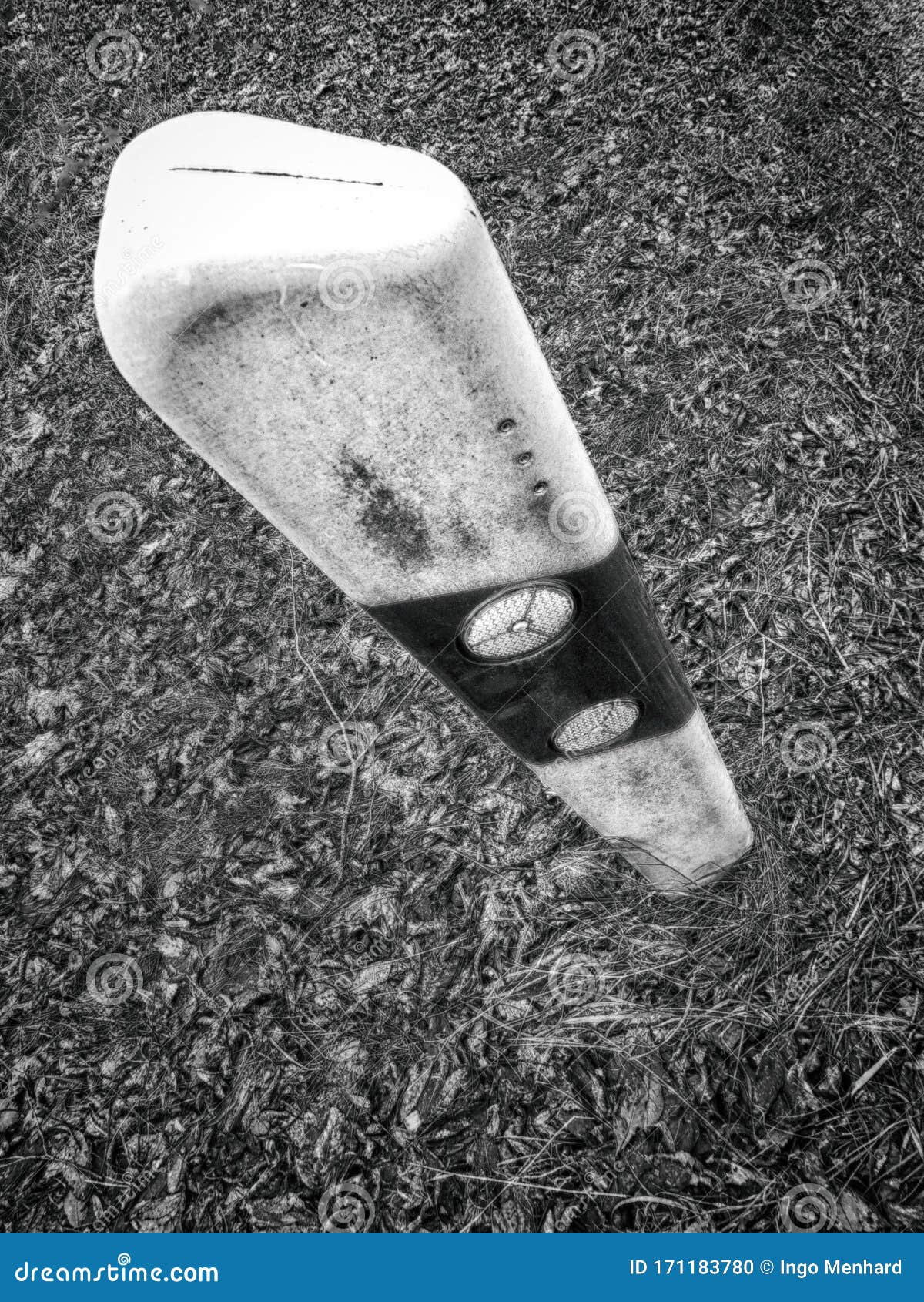 Reflector Post in Black and White Stock Photo - Image of closeup, land ...