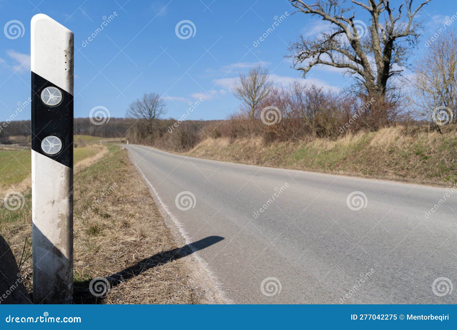 Reflector Posts on the Side of a Road in the Landscape Stock Image ...