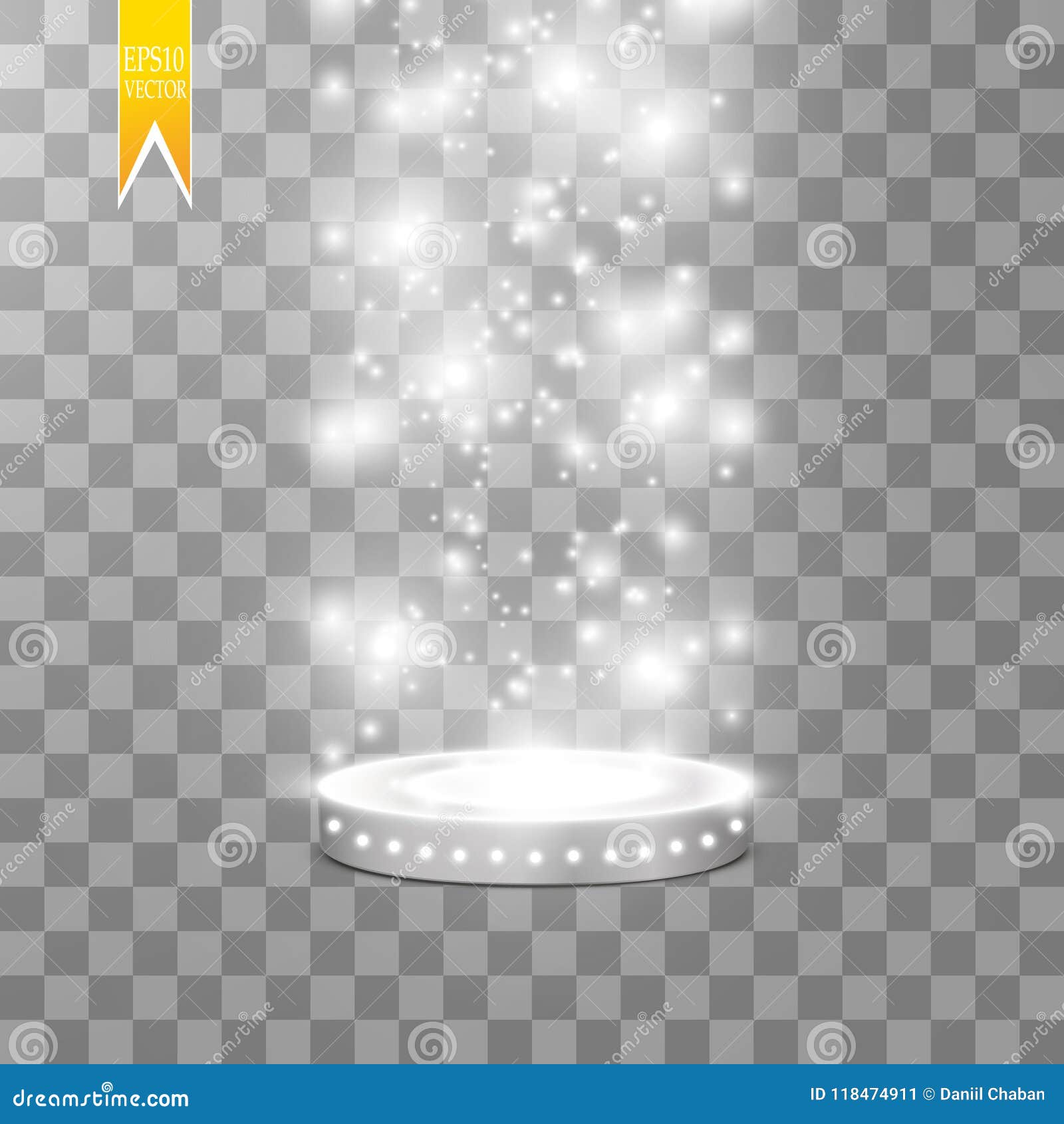 Reflectores Del Vector Escena Efectos Luminosos Podium Ilustración del ...