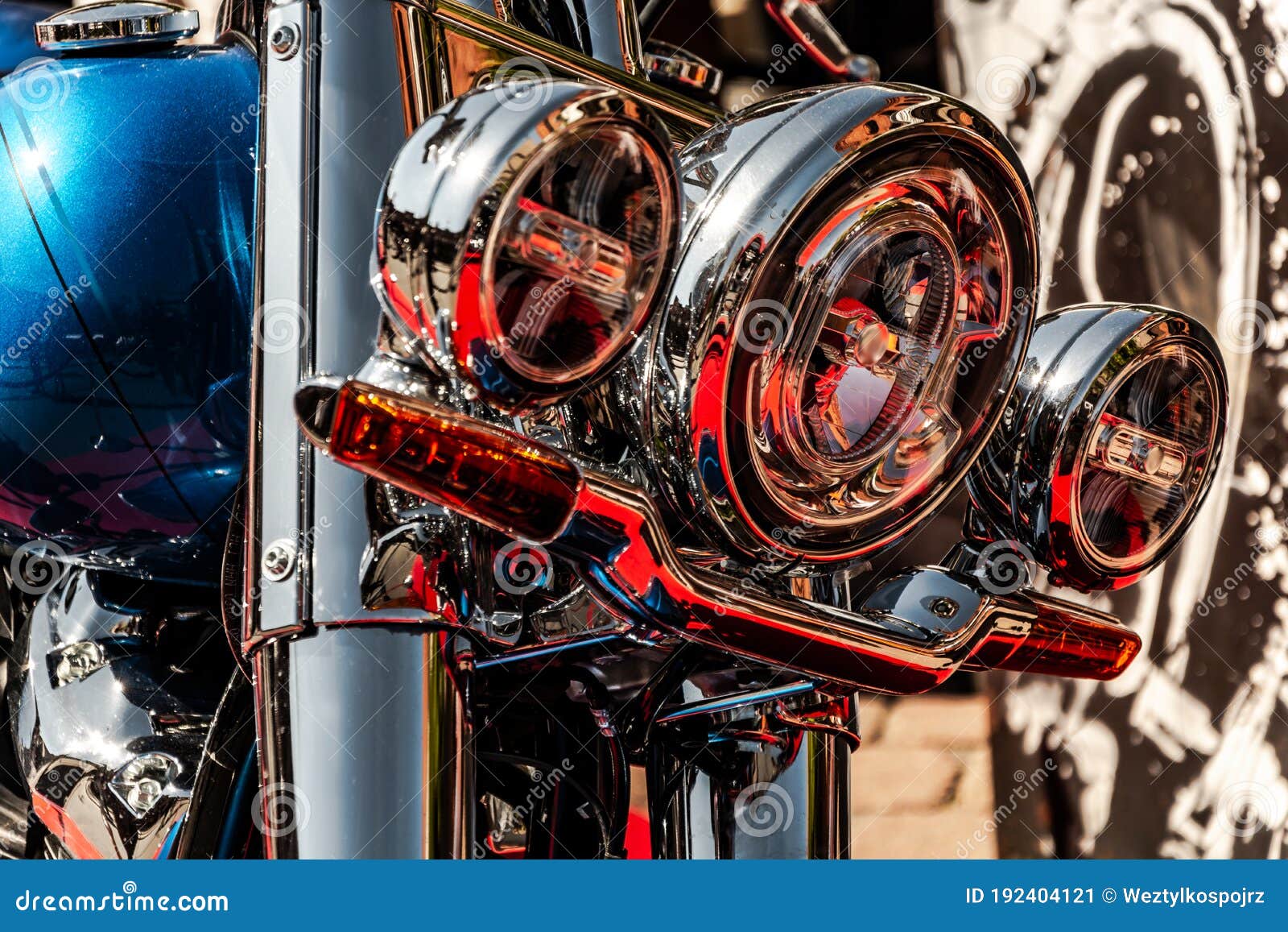 Reflectors on Motorbike`s Front Headlights Stock Image - Image of brake ...