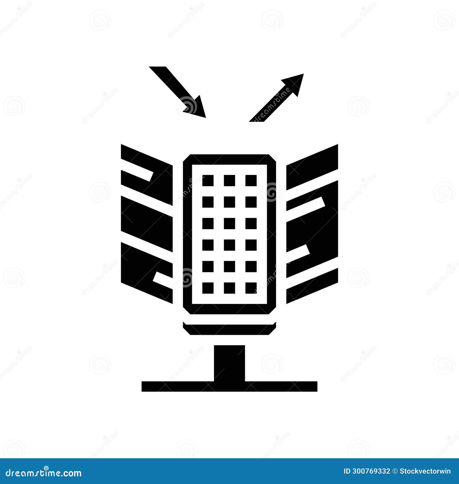Reflectors Solar Panel Glyph Icon Vector Illustration Stock ...