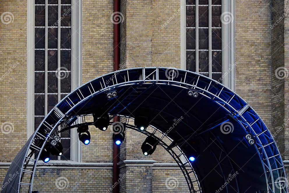 Reflectors on the Stage Preparing for Concert Stock Photo - Image of ...