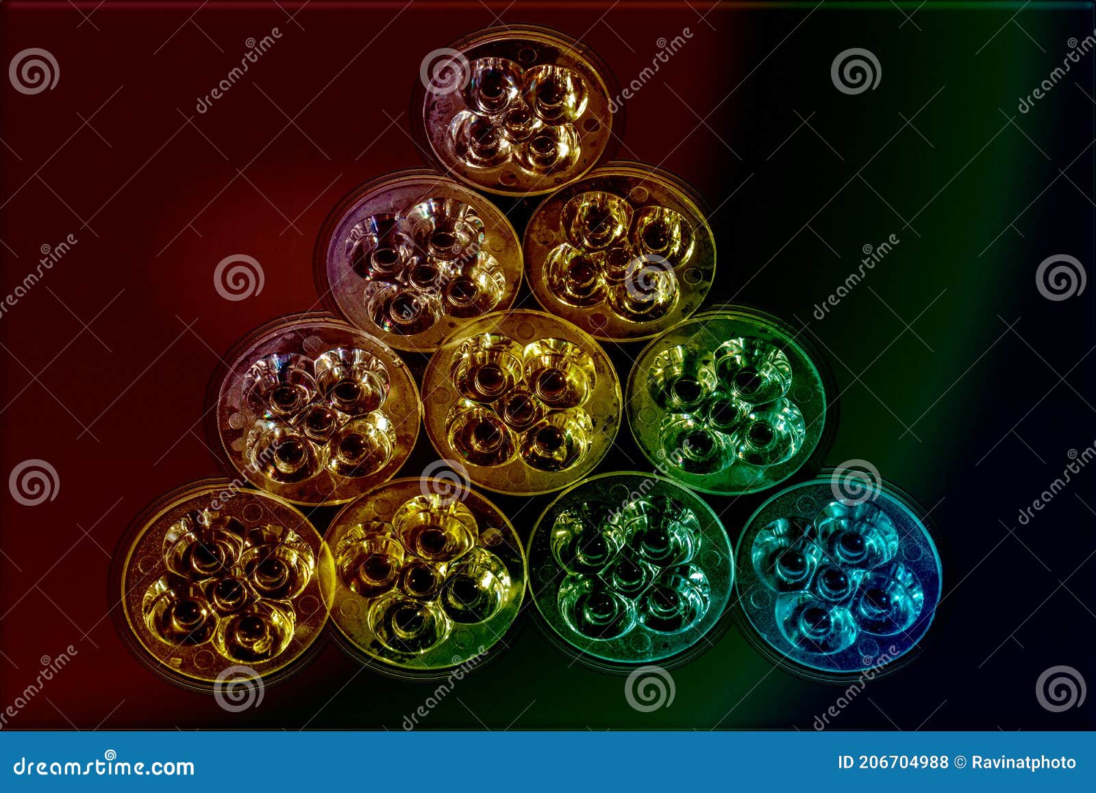 Reflectors Under a Multi-colored Light Streak Stock Photo - Image of ...