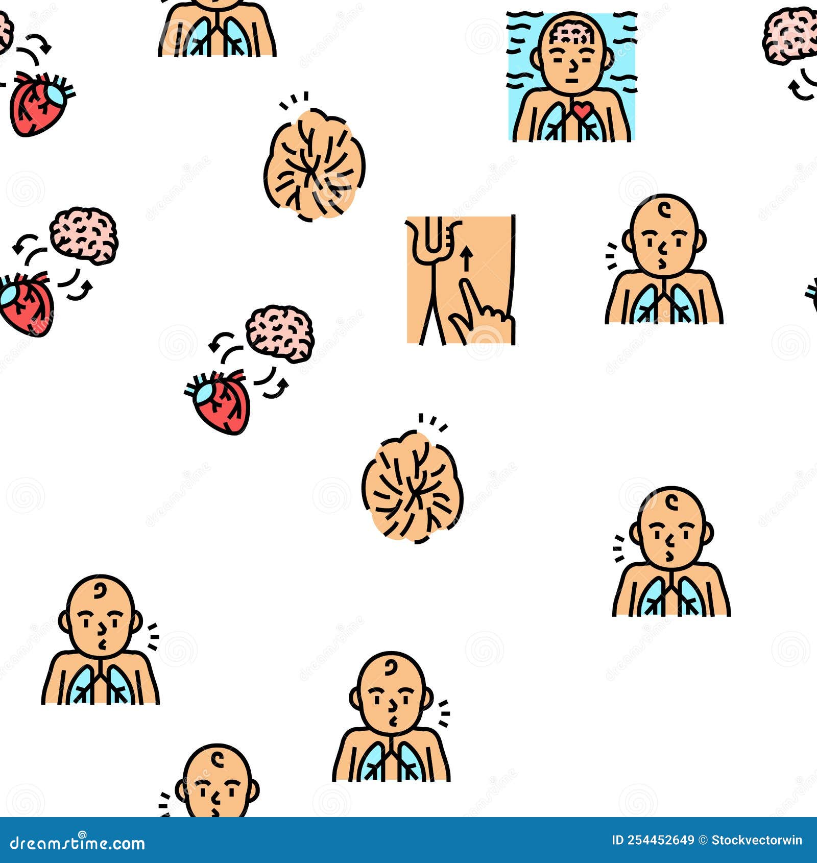 Reflex of Human Neurology System Vector Seamless Pattern Stock Vector ...