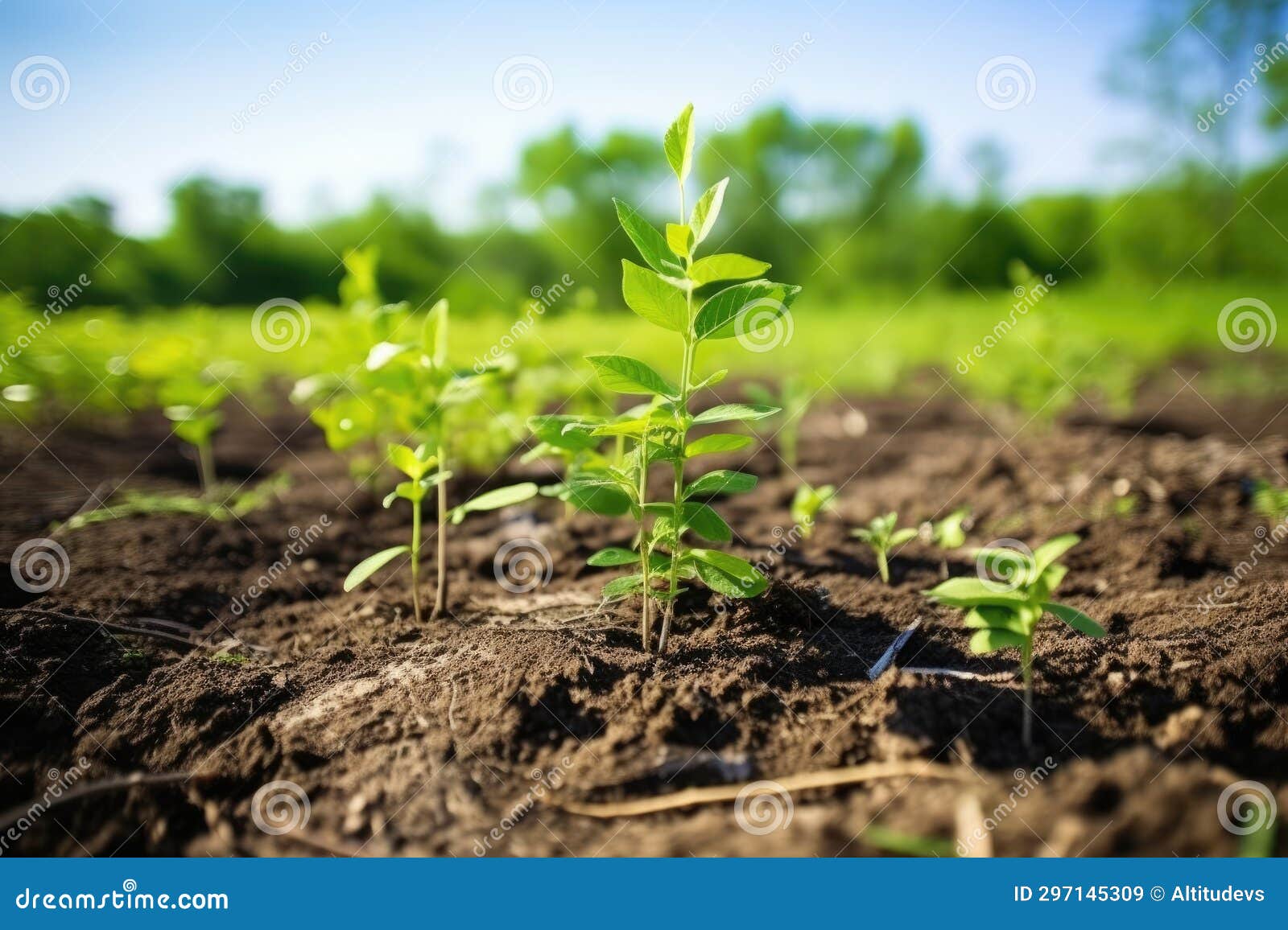 A Reforestation Project Consisting of Young Tree Saplings Stock Image ...