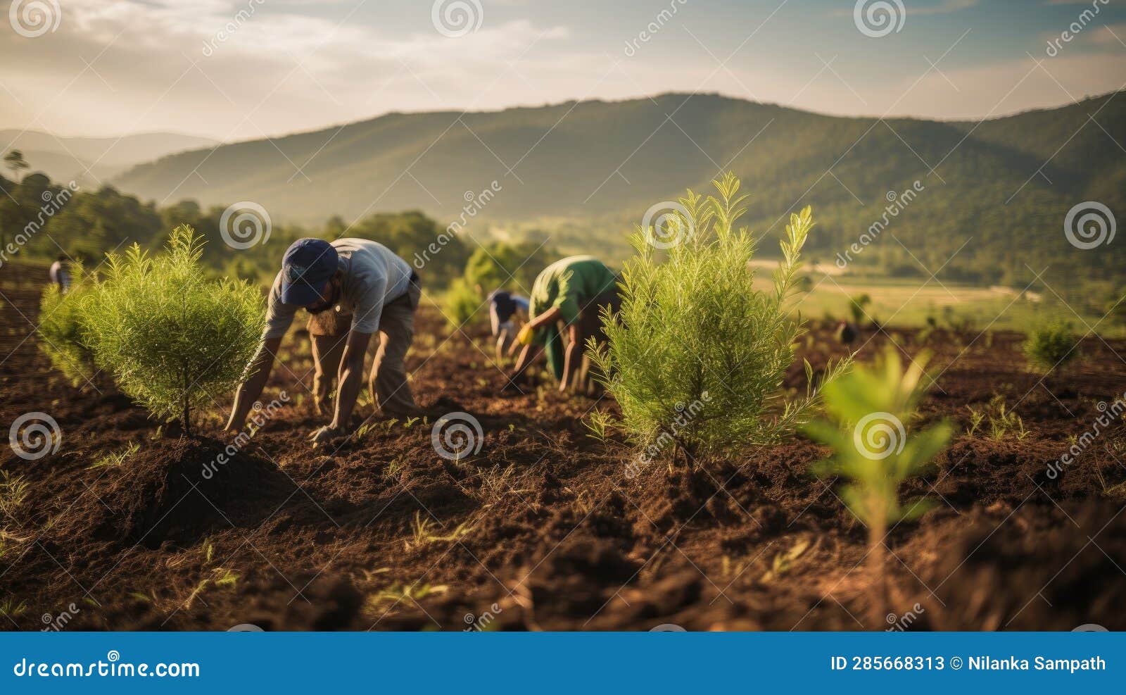 Reforestation Project In A Desert Landscape, With The Goal Of Restoring ...