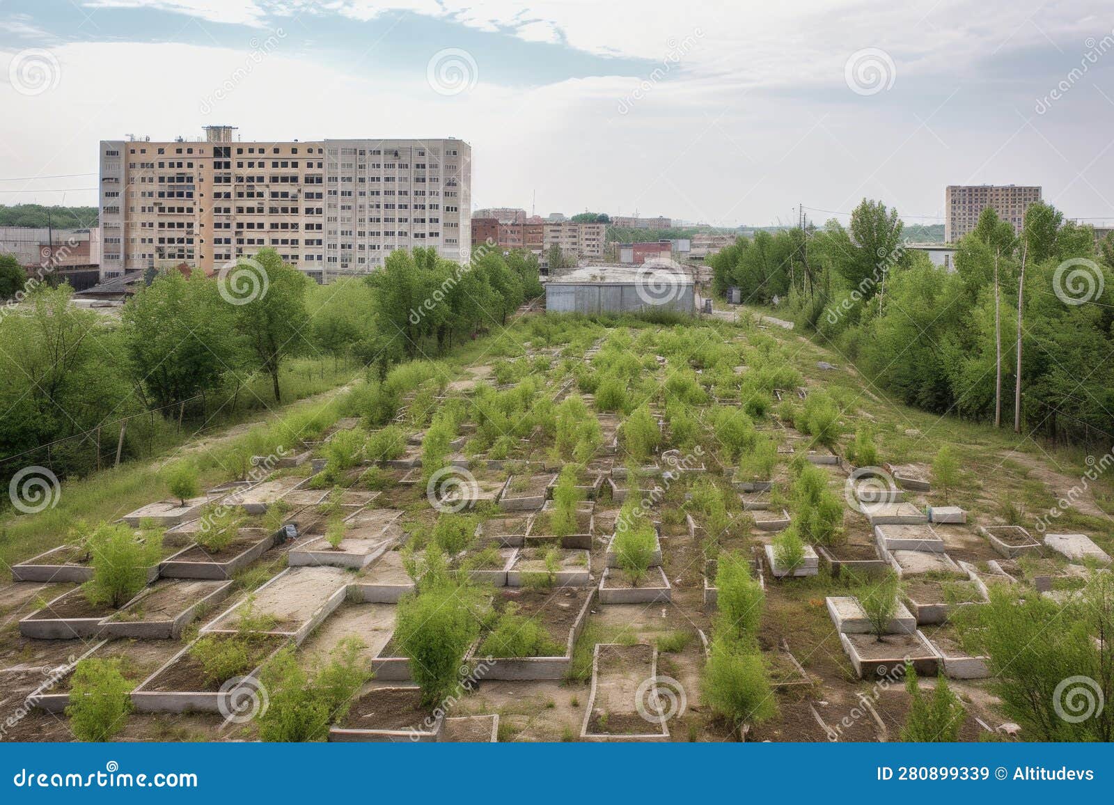 Reforestation Project in Urban Environment, with Trees Planted in ...